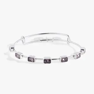 ALEX AND ANI Emerald Cut Birthstone Bangle - Silver 